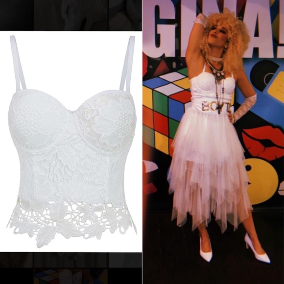 Tops | Floral Lace Corset Crop Top Bustier | Poshmark